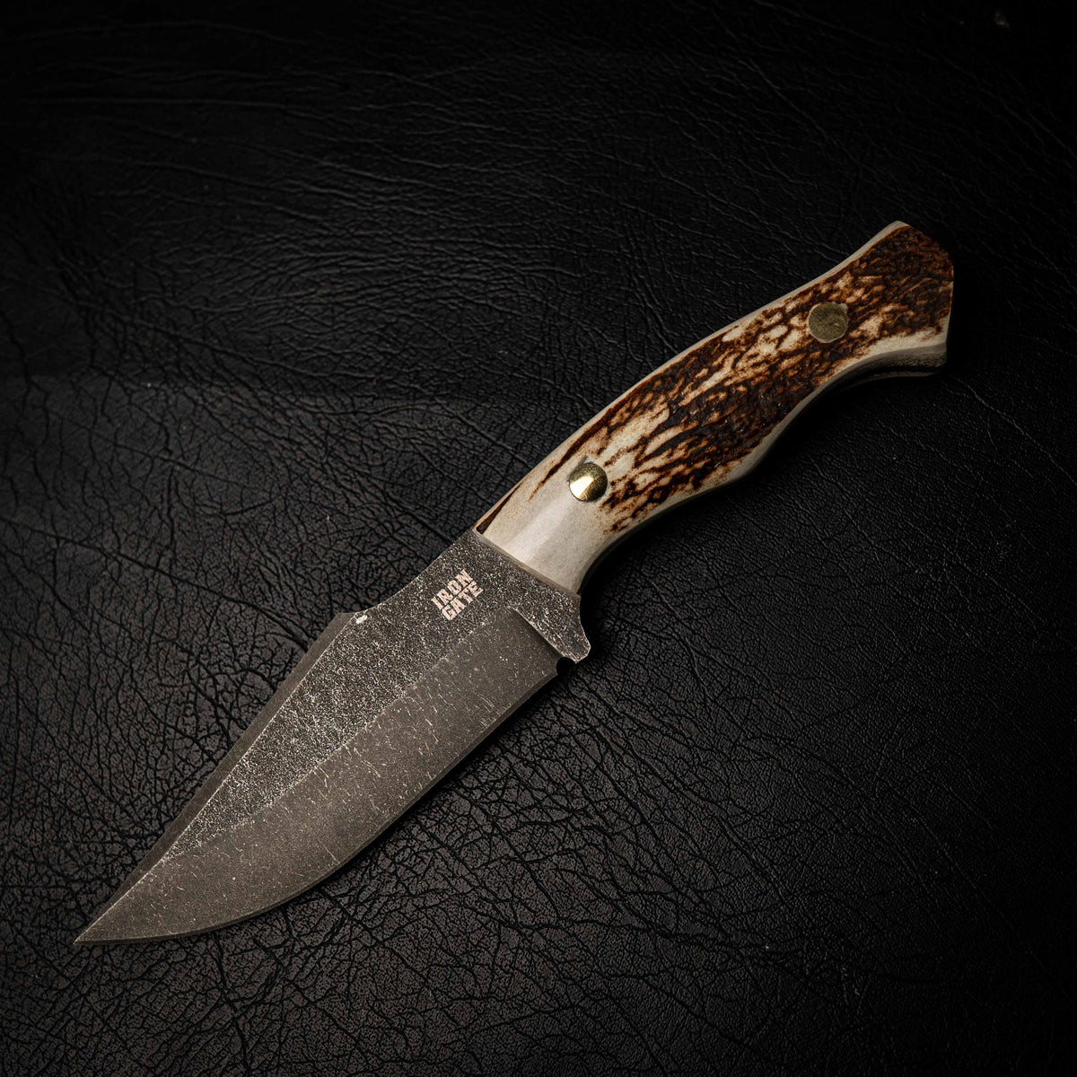 Elmax Hunter – Full Fallow Deer Antler Handle – Iron Gate Knives