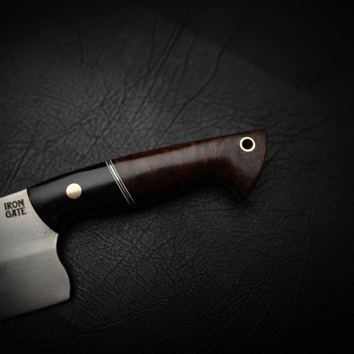 N690 Steel Cleaver – Ringed Gidgee, G10 & Brass Handle – Iron Gate Knives