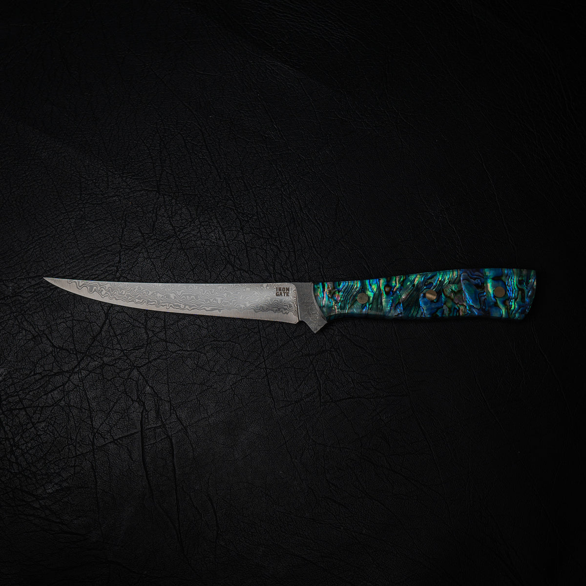 Small Boning–Fillet Hybrid — Abalone Handle (Damascus San Mai) – Iron ...