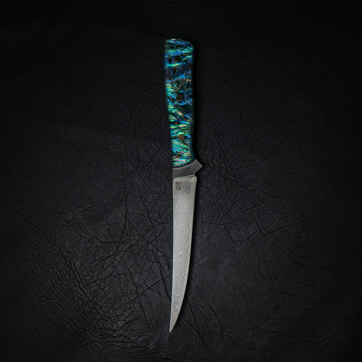 Small Boning–Fillet Hybrid — Abalone Handle (Damascus San Mai) – Iron ...