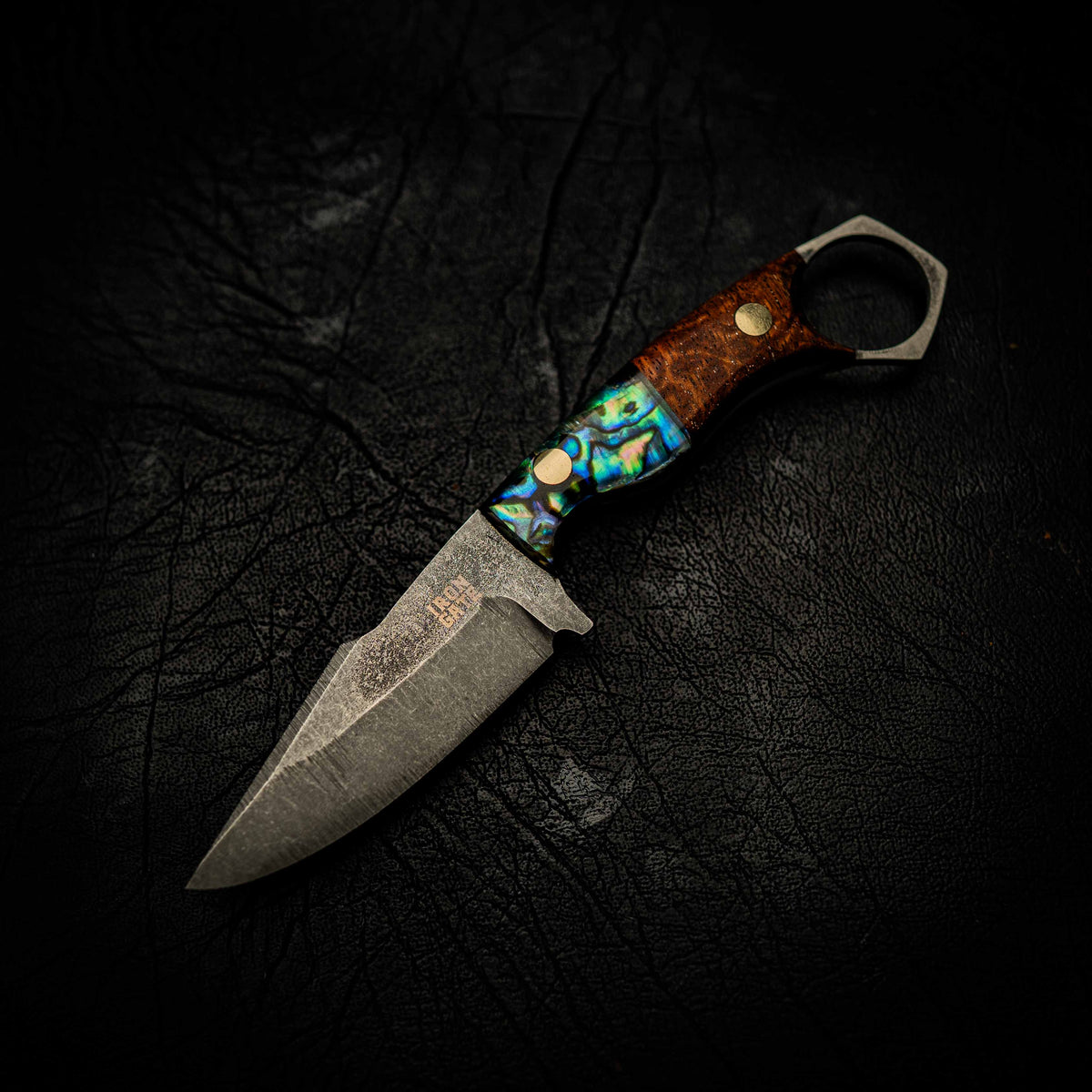 Mini Hunter — N690 & Abalone / Golden Amboyna Burl – Iron Gate Knives