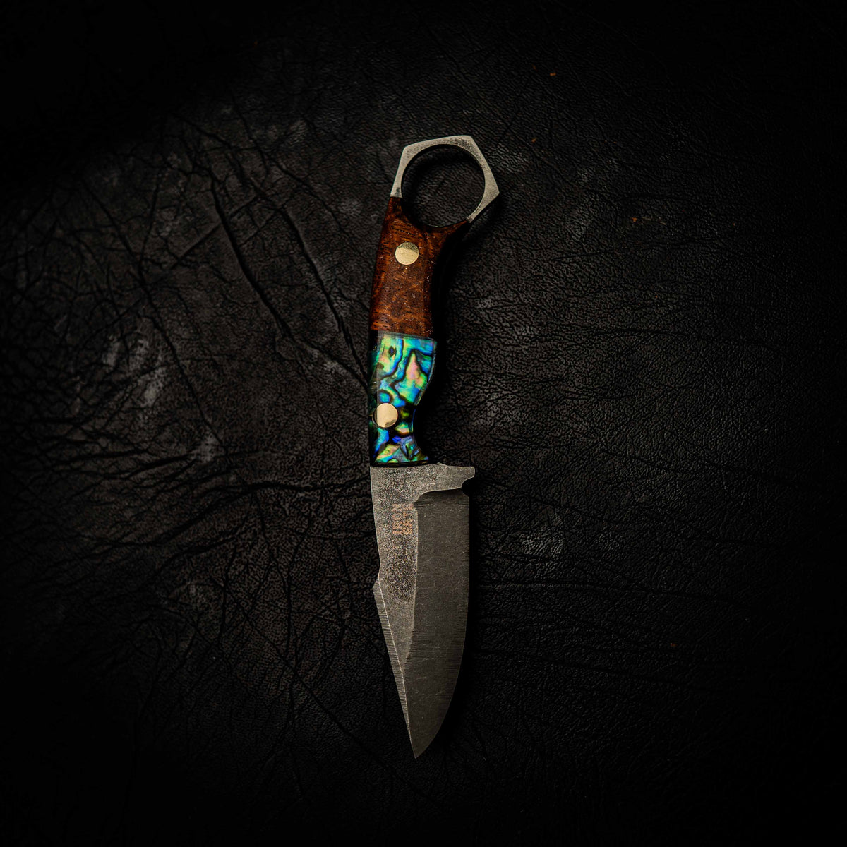 Mini Hunter — N690 & Abalone / Golden Amboyna Burl – Iron Gate Knives